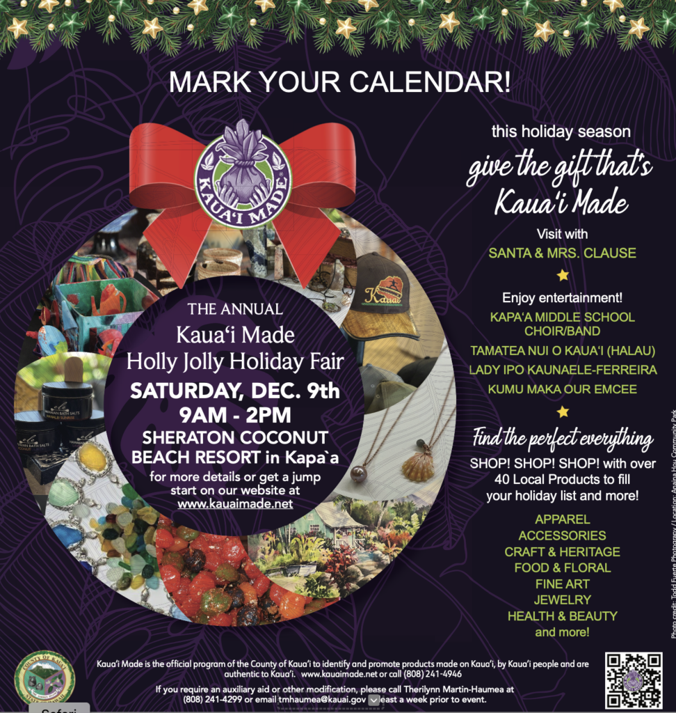 Kauai Made Holly Jolly Holiday Fair — December 9th | Royal Coconut Coast